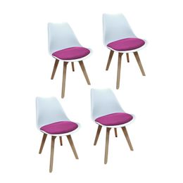 HTI-Living Stuhl Atlanta Wei&szlig;, Webstoff Pink