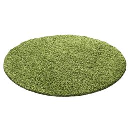 KADIMA DESIGN Hochflorteppich RHEIN, einfarbig, Gr&uuml;n, &Oslash; 160 cm