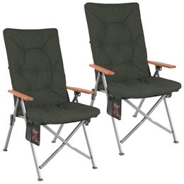 Homecall Campingstuhl Faltbar Hochlehner Luxus Klappstuhl mit 4,5cm Dicke Gepolstert, (150kg Belastbar mit 4 Positionen Verstellbar Angelstuhl, 2 St), f&uuml;r Garten Balkon Wohnmobil (dunkelgrau)