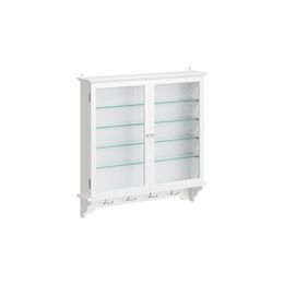 sobuy Wandschrank, Vitrinenschrank und Aufbewahrungsschrank mit 2 T&uuml;ren Wei&szlig; 68x13,5x68,5cm