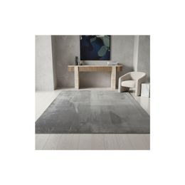 KADIMA DESIGN Teppich Kurzflor Waschbar ISAR in Silber, einfarbig, 140 x 200 cm