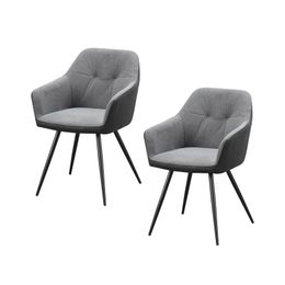 HTI-Living Esszimmerstuhl 2er Set Anthrazit/Grau Joschka