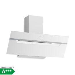 Klarstein BigBite Kopffreihaube Abluft- und Umluftmodus Sicherheitsglas 417 m&sup3;/h 90 cm Wei&szlig;