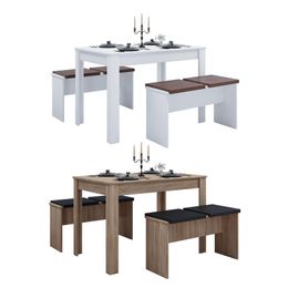 Vcm Essgruppe K&uuml;chentisch Set Tischgruppe Ma&szlig;e Tisch ca. H. 75 x B. 110 x T. 70 cm Mit zwei Sitzb&auml;nke Esstisch Set - Esal XL