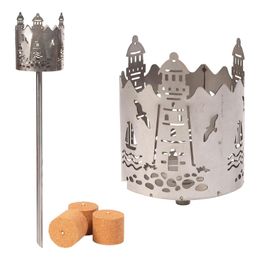 Gartenfackel f&uuml;r drau&szlig;en Motiv Leuchtturm 3X Brennelemente - Holzsp&auml;ne mit Wachs - Schwedenfackel Pelletfackel Feuers&auml;ule Flammschalen Wachsfackel Gartenleuchte