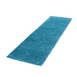 KADIMA DESIGN Teppich Hochflor RHEIN in T&uuml;rkis, einfarbig, 80 x 250 cm