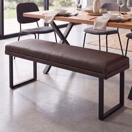 Sitzbank MCW-O81, Polsterbank Garderobenbank Esszimmerbank, Metall Kunstleder 120cm ~ braun