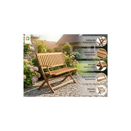ECONELO 2-Sitzer faltbare Gartenbank aus Akazienholz, ca. 118 x 60 x 90 cm - Braun