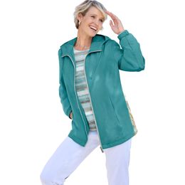 Damen Jacke mit Teilungsn&auml;hten und Kapuze ozean, Gr&ouml;&szlig;e 56