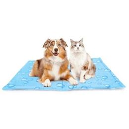 nobleza Hunde K&uuml;hlmatte &ndash; Hellblau mit Wassertropfen S