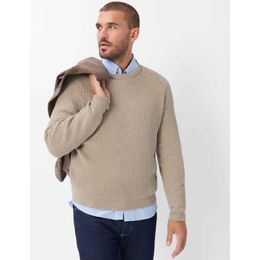 Brax Herren Strickpullover Style ROCCO cappucino, hellbraun, Gr. XS