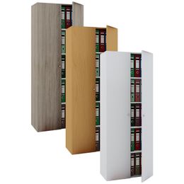Vcm B&uuml;roschrank mit 5 F&auml;chern moderner Aktenschrank mit Dreht&uuml;ren Ma&szlig;e ca. B. 70 x H. 178 x T. 40 cm &ndash; Vandol