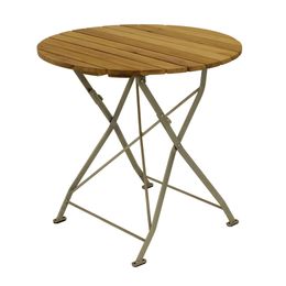 DEGAMO Klapptisch BAD T&Ouml;LZ 77cm rund, Flachstahl verzinkt + Robinie