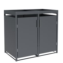 DEGAMO M&uuml;lltonnenbox ULM 132x80x124cm mit Pfanzkasten, f&uuml;r 2x Tonnen 120 und 240 Liter, Stahl anthrazit