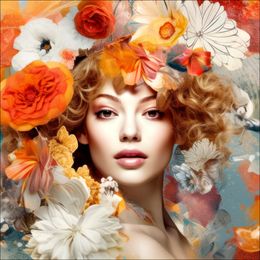 Pro Art Glasbild FLOWERS ON HER HEAD