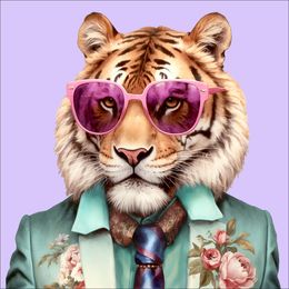Pro Art Glasbild TIGER WITH GLASSES