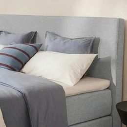 BRUNO Boxspringbett Premium 140x200cm in Hellgrau | Matratzen-H&auml;rtegrad: Links H3 / Rechts H2 | mehrfach ausgezeichnet in Design & Qualit&auml;t