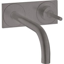 Hansgrohe Axor Uno Fertigmontageset 38115340 Unterputz-Waschtischarmatur, Pin-Griff, Platte, Ausladung 225 mm, brushed black chrome