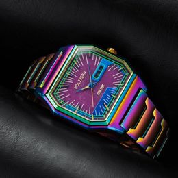 Holzkern Holzuhr Space Warp (Amethyst/Rainbow), Herren, Naturholz