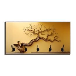 Wallario Holzgarderobe 80 x 40 cm Lebensbaum Skulptur
