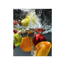 Wallario Magnetfolie 60 x 60 cm Fr&uuml;chte im und unter Wasser - Splashing Fruits