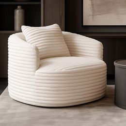 Sessel MCW-P18, Loungesessel Relaxsessel Polstersessel Cocktailsessel, Stoff/Textil Cord (370g/m&sup2;) ~ wei&szlig;