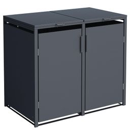 DEGAMO M&uuml;lltonnenbox M&Uuml;NCHEN 132x80x116cm f&uuml;r 2x Tonnen 120 und 240 Liter, Stahl anthrazit