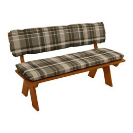 DEGAMO Auflagenset SEATTLE f&uuml;r Bank 3-sitzer 150cm, grau/beige kariert, 2-teilig