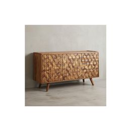 KADIMA DESIGN Massivholz-Sideboard in Sheesham, Praktisches Design mit T&uuml;ren & Schubladen, 138x76x45 cm