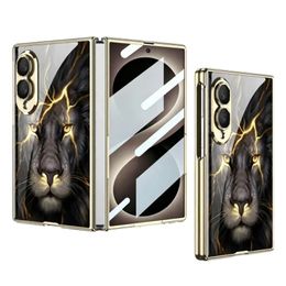 Wigento Handyh&uuml;lle + Display Schutzglas f&uuml;r Samsung Galaxy Z Fold8 L&ouml;we Design 360 Grad