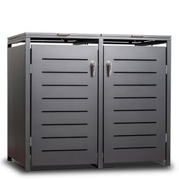 DEGAMO M&uuml;lltonnenbox K&Ouml;LN 132x80x116cm f&uuml;r 2x Tonnen 120 und 240 Liter, Stahl anthrazit