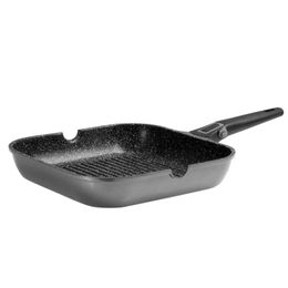 Stoneline SMART Grillpfanne, &Oslash; 28 x 28 cm, Aluguss, Grillpfanne beschichtet mit echten Steinpartikeln, grau, Grillpfanne Induktion und backofengeeignet, Steak Pfanne