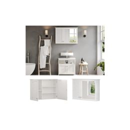 VICCO Spiegelschrank Riad, 68 x 49 cm, Wei&szlig;, Glasschrank mit 2 T&uuml;ren, Badezimmer