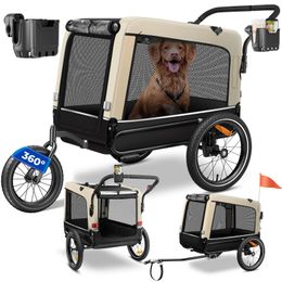 Kesser&reg; Hundeanh&auml;nger Boxer 3-in-1 Hundebuggy & Jogger Fahrradanh&auml;nger gro&szlig; ca. 240 Liter Volumen, gefedert, 360&deg; Grad Vorderrad, 600D Oxford Canvas, SmartSpace Concept, maximale Belastbarkeit: 40 kg