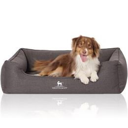 Knuffelwuff Orthop&auml;disches Hundebett Leano aus Velours mit Handwebcharakter schwarz XL