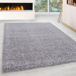 KADIMA DESIGN Hochflorteppich RHEIN, einfarbig, Hellgrau, 60 x 110 cm
