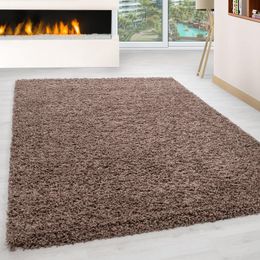 KADIMA DESIGN Hochflorteppich RHEIN, einfarbig, Mokka, 160 x 230 cm
