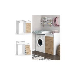 VICCO Waschschrank Alf 116 x 98 cm, Wei&szlig; Artisan Eiche, Wickelkommode, Badezimmer