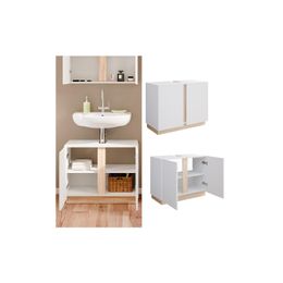 VICCO Waschtischunterschrank Waschbeckenunterschrank Badezimmerschrank Gloria Wei&szlig; Sonoma 70 x 56 cm modern Badezimmer 2 T&uuml;ren