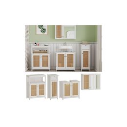 VICCO Badm&ouml;bel-Set Rosario, Wei&szlig;, moderne Serie, Badezimmer, dekorative Front, Spiegelschrank, Waschtischunterschrank, Midischrank, Sideboard