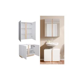 VICCO Badm&ouml;belset Gloria Wei&szlig; Sonoma modern Badezimmer Spiegelschrank Waschtischunterschrank