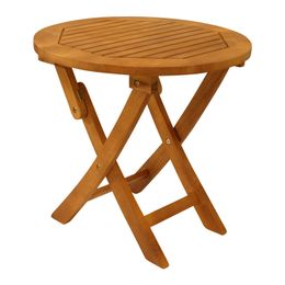 DEGAMO Klapp - Beistelltisch SAIGON 48cm rund, Eukalyptus ge&ouml;lt