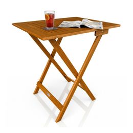 Juskys&reg; Beistelltisch Zadar XL - Klappbar f&uuml;r platzsparende Nutzung, aus ge&ouml;ltem Akazienholz, ideal f&uuml;r Garten und Balkon, 60x58x76 cm