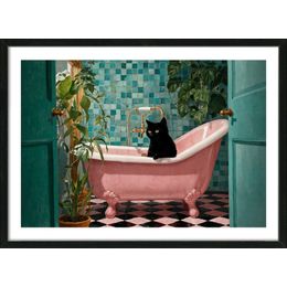 Pro Art Gerahmtes Bild CAT BATHTUB