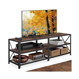 TecTake&reg; TV-Regal, Industrial Style, 3 offene Etagen, seitliche X-Streben, 141 x 41,5 x 50,5 cm