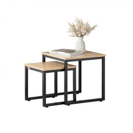 sobuy Couchtisch, Natur, Holzwerkstoff, 50x50x50 cm, Wohnzimmer, Wohnzimmertische, Couchtische