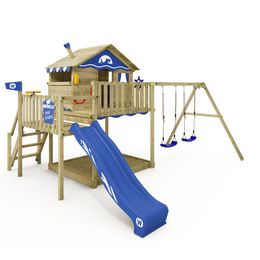 Stelzenhaus Smart Seaway Spielturm mit Rutsche Schaukelanbau und Sandkasten f&uuml;r Kinder aus Massivholz - Garten Spielplatz Set zum Klettern - Wickey