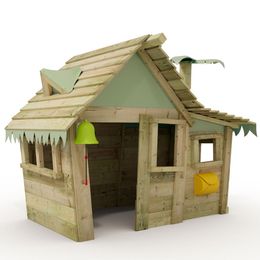 Holz Spielhaus Casita f&uuml;r Kinder - Langlebiges Gartenhaus wetterfest impr&auml;gniert mit Glocke - Gro&szlig;er Spielturm f&uuml;r Abenteuer im Freien - Wickey