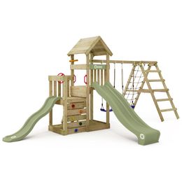 Spielturm SkyFlyer mit Rutsche - Massivholz Kletterturm f&uuml;r Kinder mit Kletterwand und Sandkasten - Stabiler Garten-Spielplatz f&uuml;r Abenteuer - Wickey
