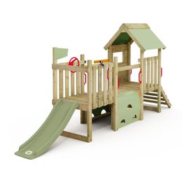 Kletterturm f&uuml;r Kleinkinder - Spielturm mit Rutsche & Kletterwand - Outdoor Spielplatz 60cm Podesth&ouml;he - My First Playground 1 - Massivholz Wickey